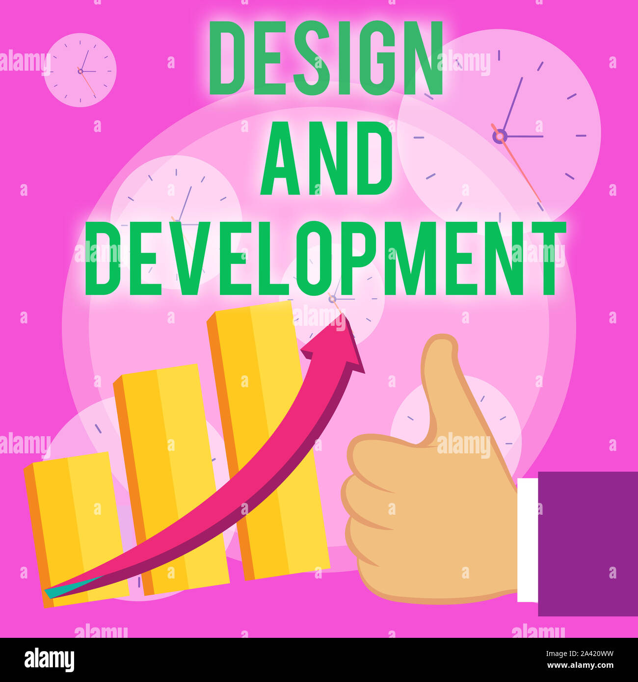 Writing note showing Design And Development. Business concept for ...