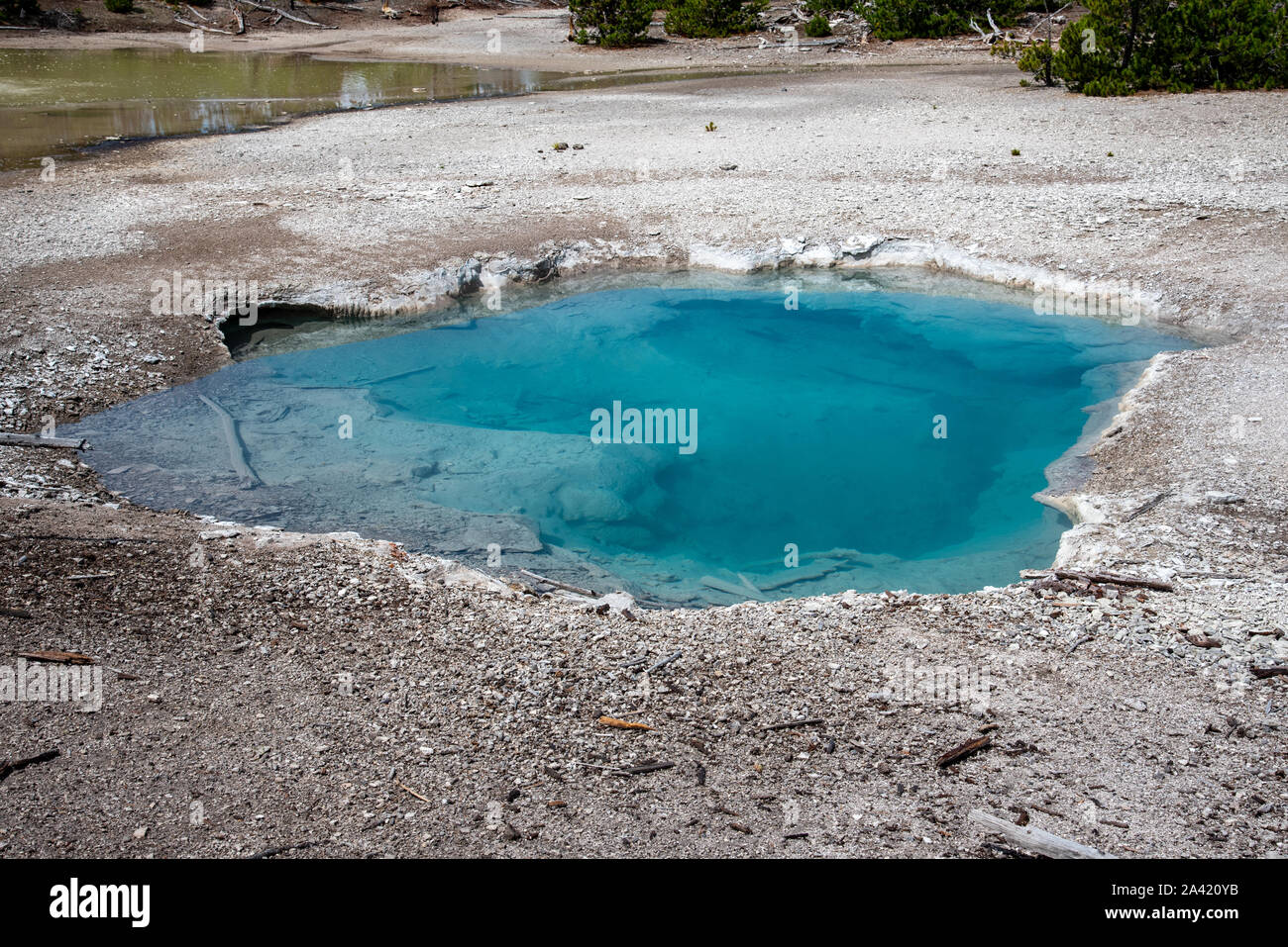 Boiling blue hot spring in Yellowstone Stock Photo - Alamy