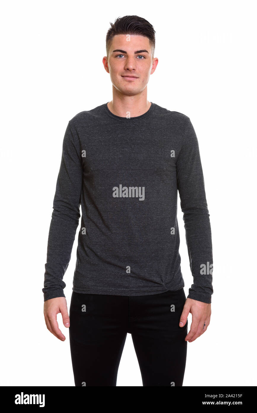 Studio portrait of Spanish man isolated against white background Stock ...