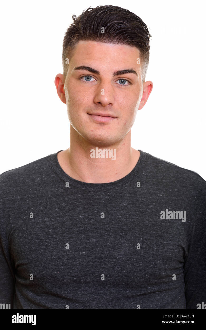 Studio portrait of Spanish man isolated against white background Stock ...