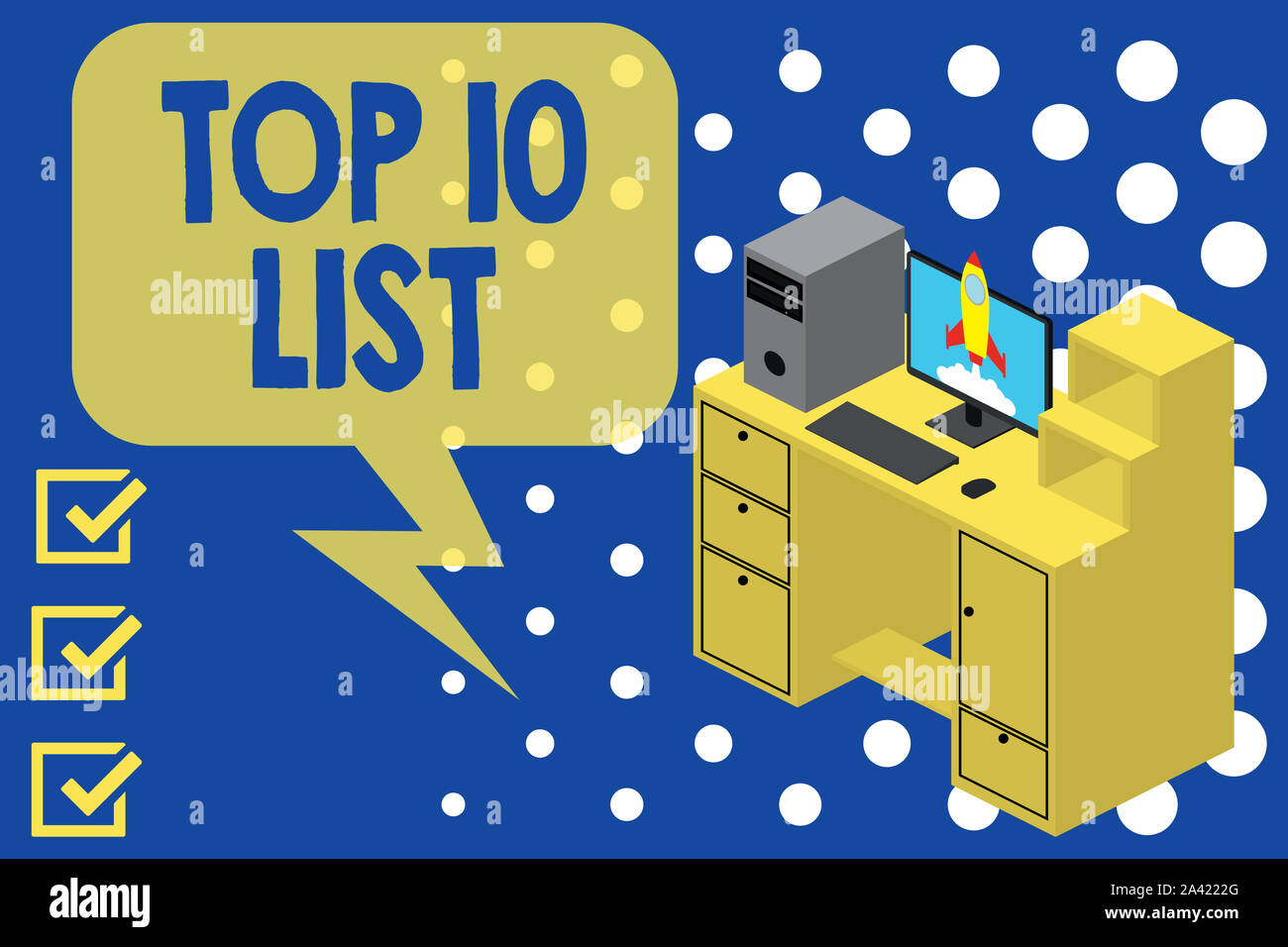 Writing note showing Top 10 List. Business concept for the ten most ...