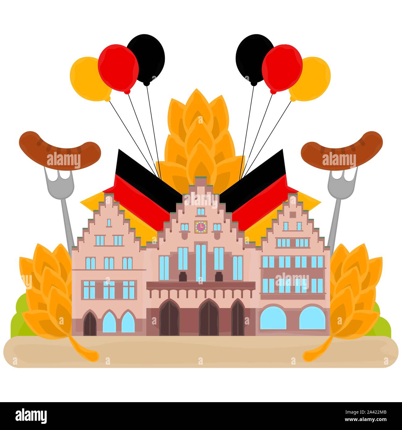 View of traditional german objects with famous buildings. Travel to ...