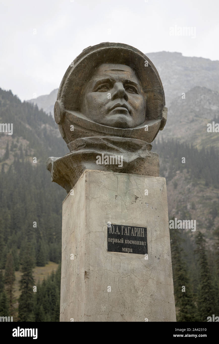 statue of Yuri gagarin in the barskoon george kyrgyzstan Stock Photo ...