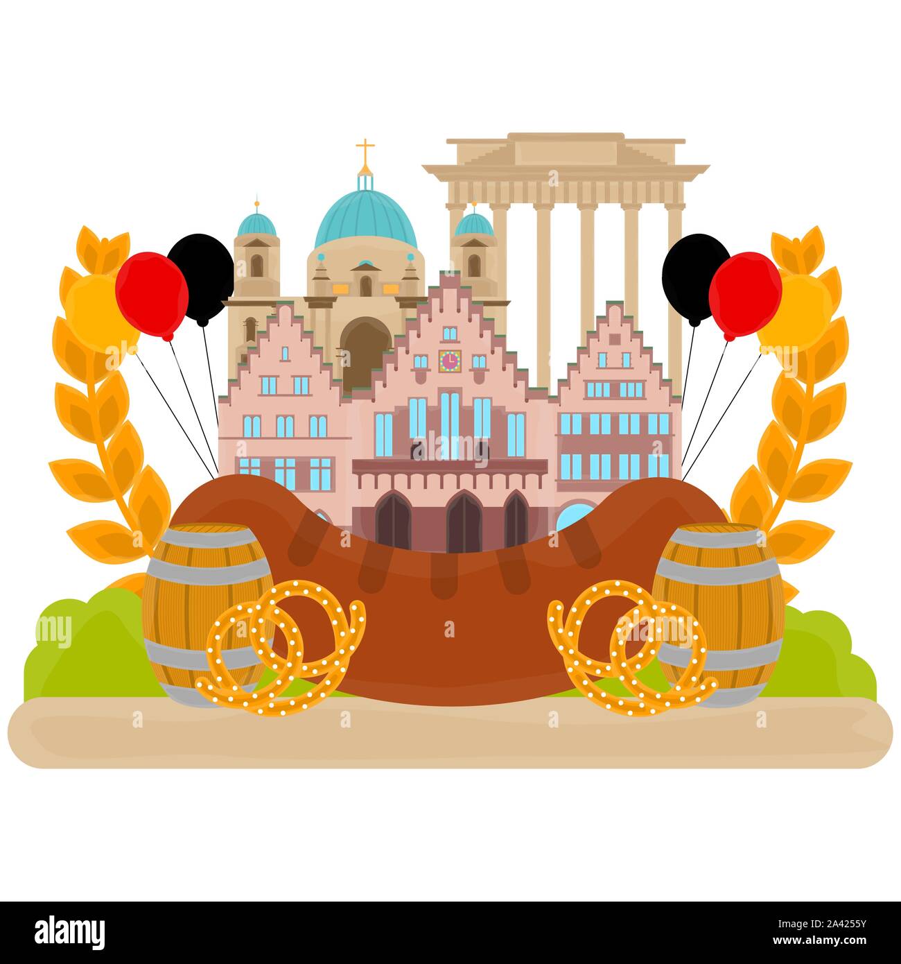 View of traditional german objects with famous buildings. Travel to ...