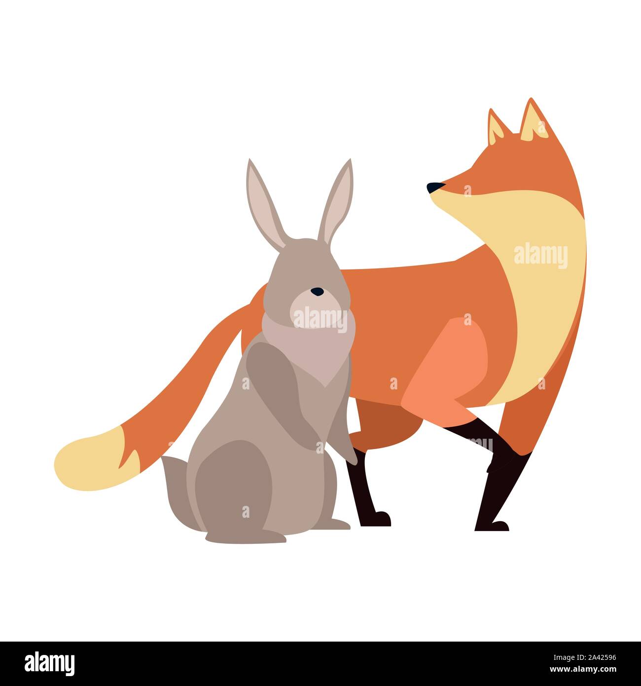 cartoon fox and rabbit, flat design Stock Vector Image & Art - Alamy