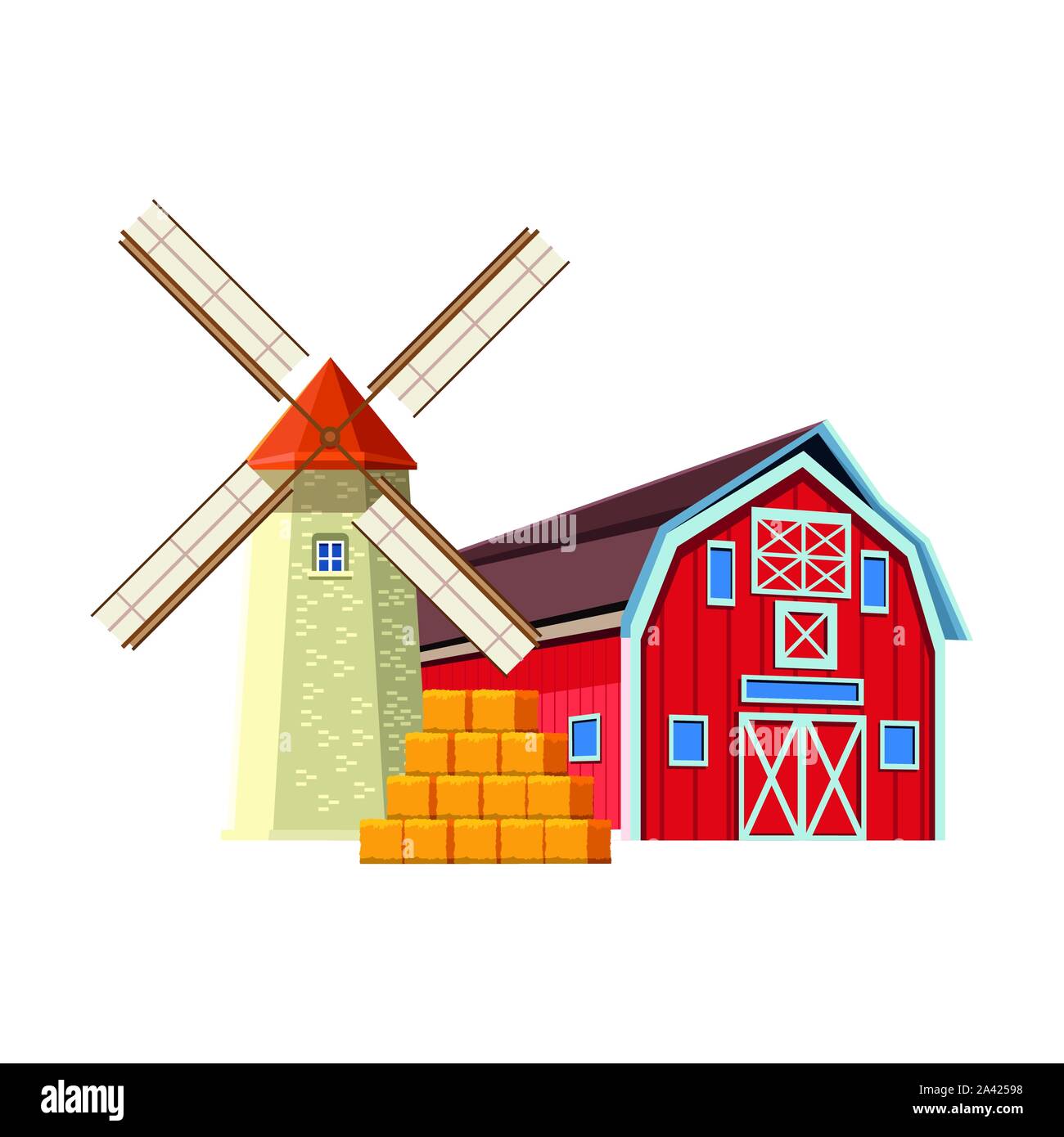 wooden Farm barn and windmill design Stock Vector Image & Art - Alamy