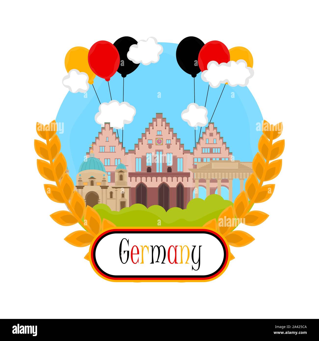 View of traditional german objects with famous buildings. Travel to ...