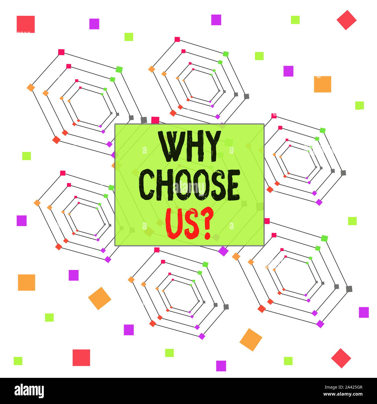 Text sign showing Why Choose Us Question. Business photo showcasing ...