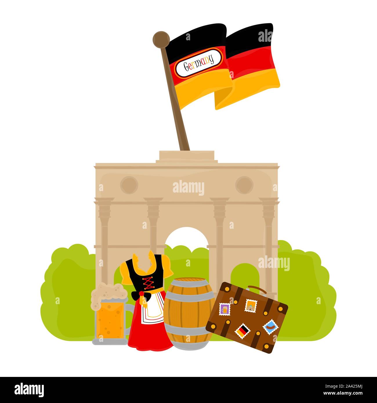 View of traditional german objects with famous buildings. Travel to ...