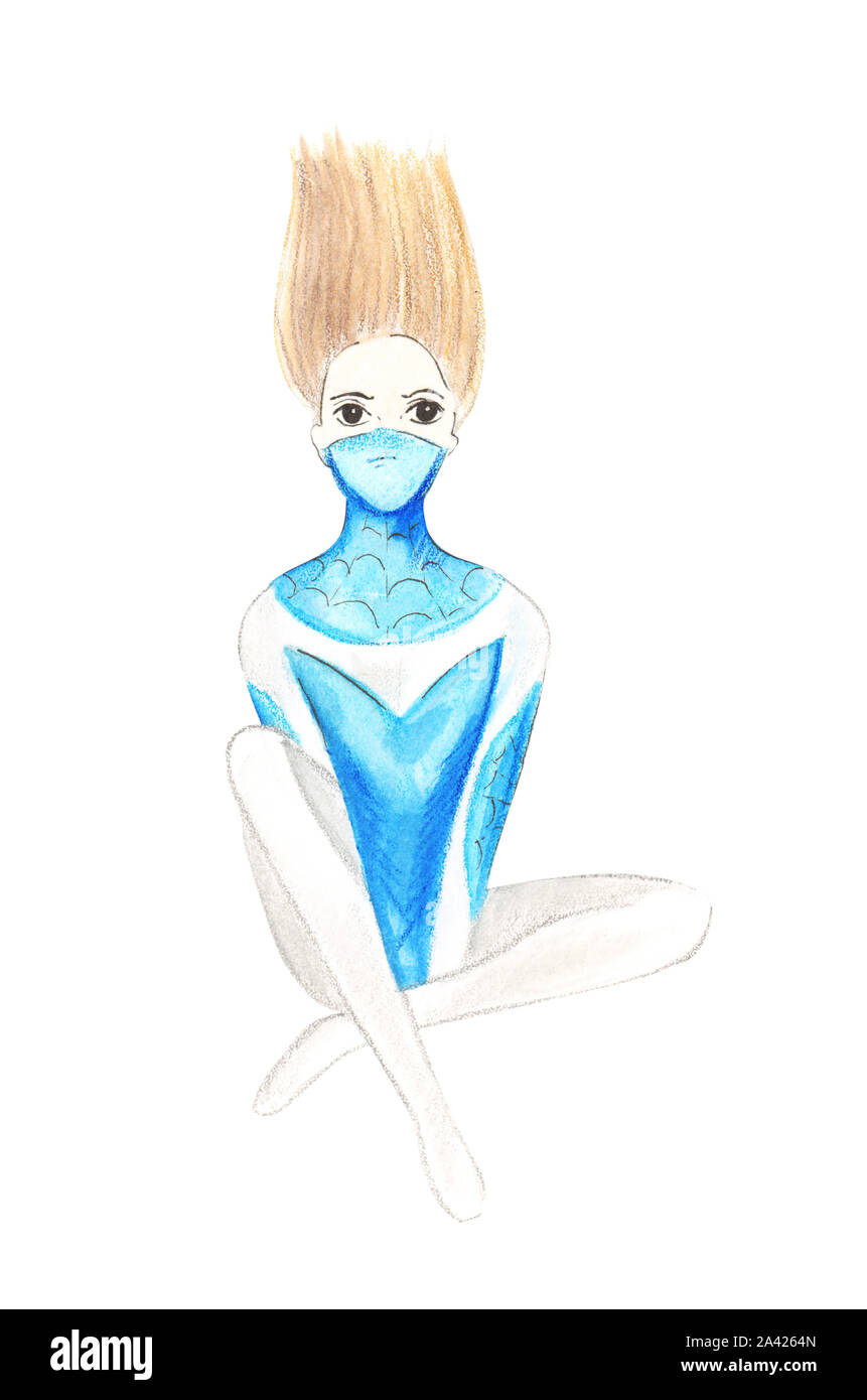 Illustration color drawing watercolor super heroes with accessories and ...