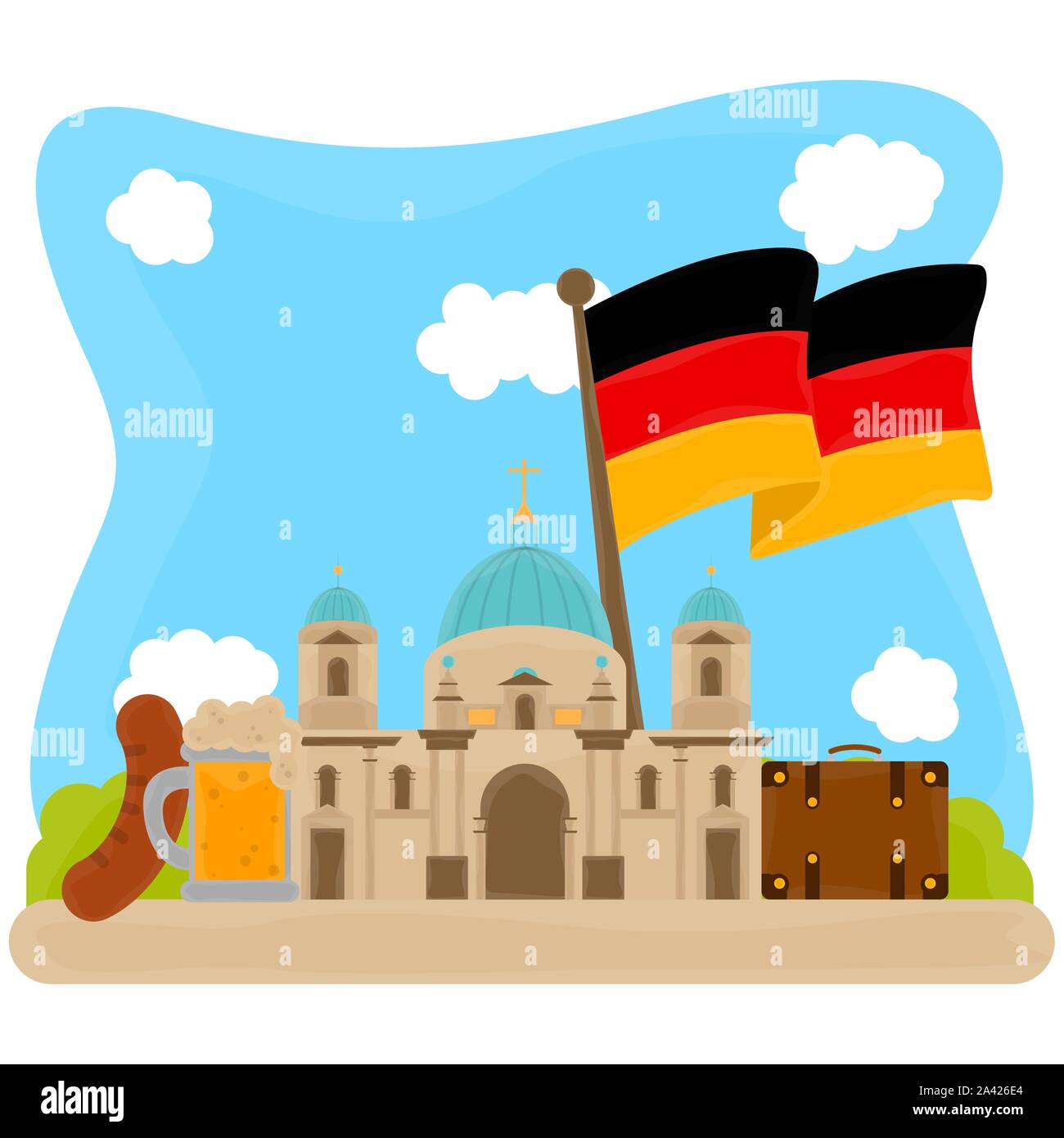 Reichstag with traditional objects from Germany - Vector Stock Vector ...