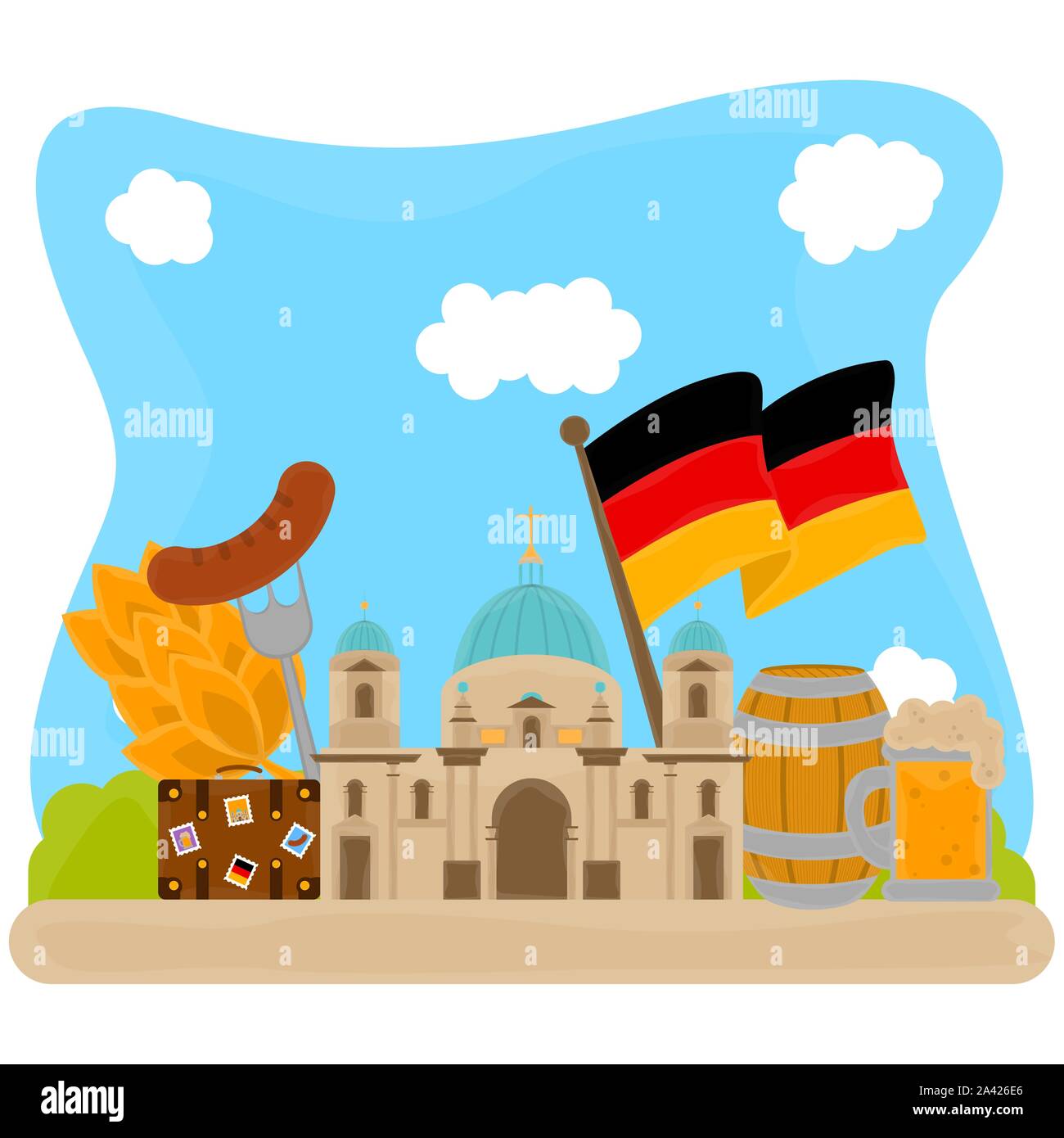 Reichstag with traditional objects from Germany - Vector Stock Vector ...
