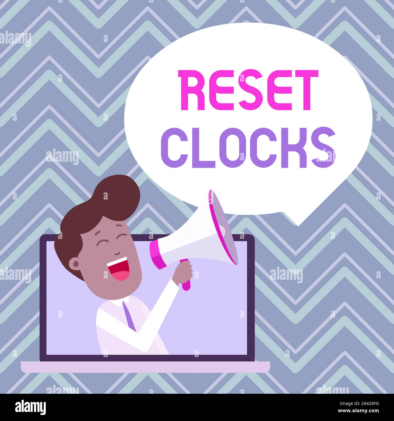 Text sign showing Reset Clocks. Business photo text To revisit return ...