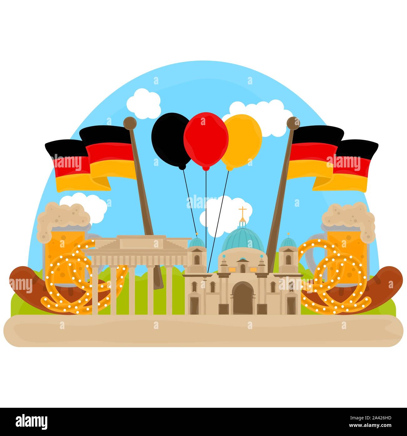 View of traditional german objects with famous buildings. Travel to ...