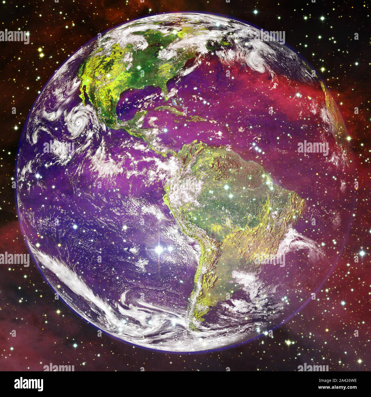 Planet Earth in deep space, cosmic landscape. Elements of this image ...