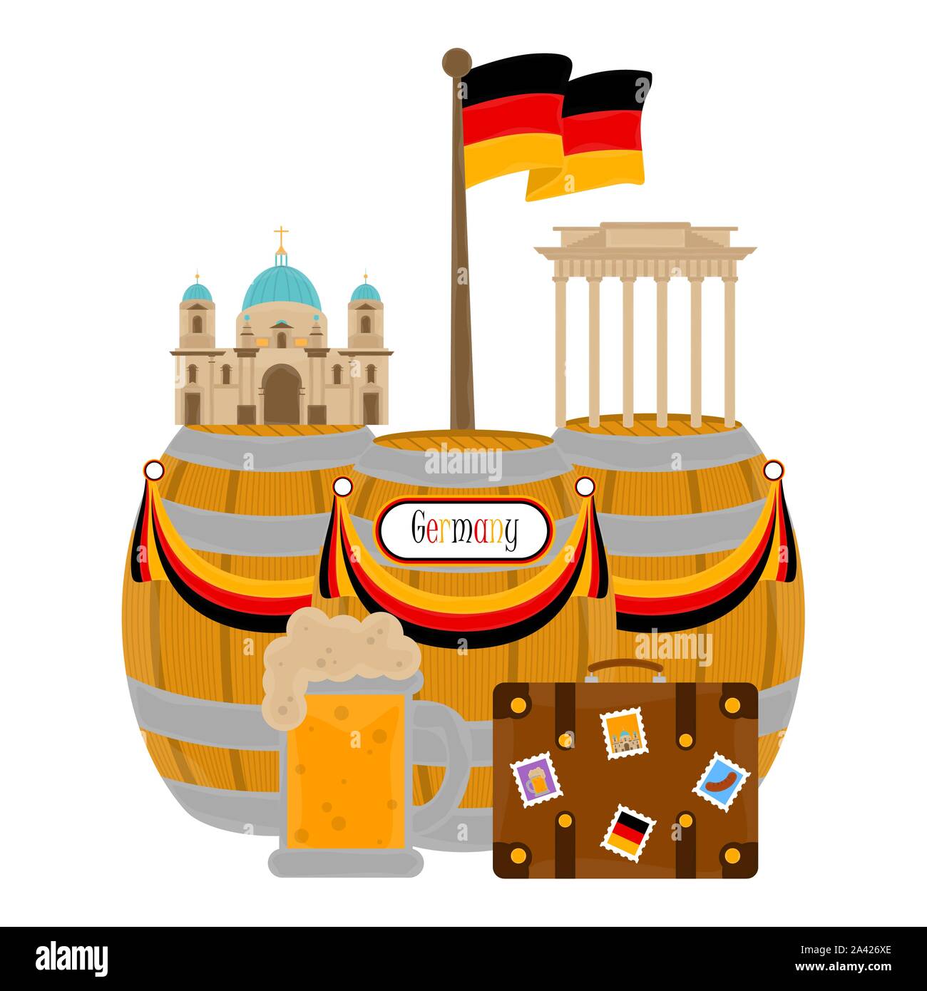 View of traditional german objects with famous buildings. Travel to ...