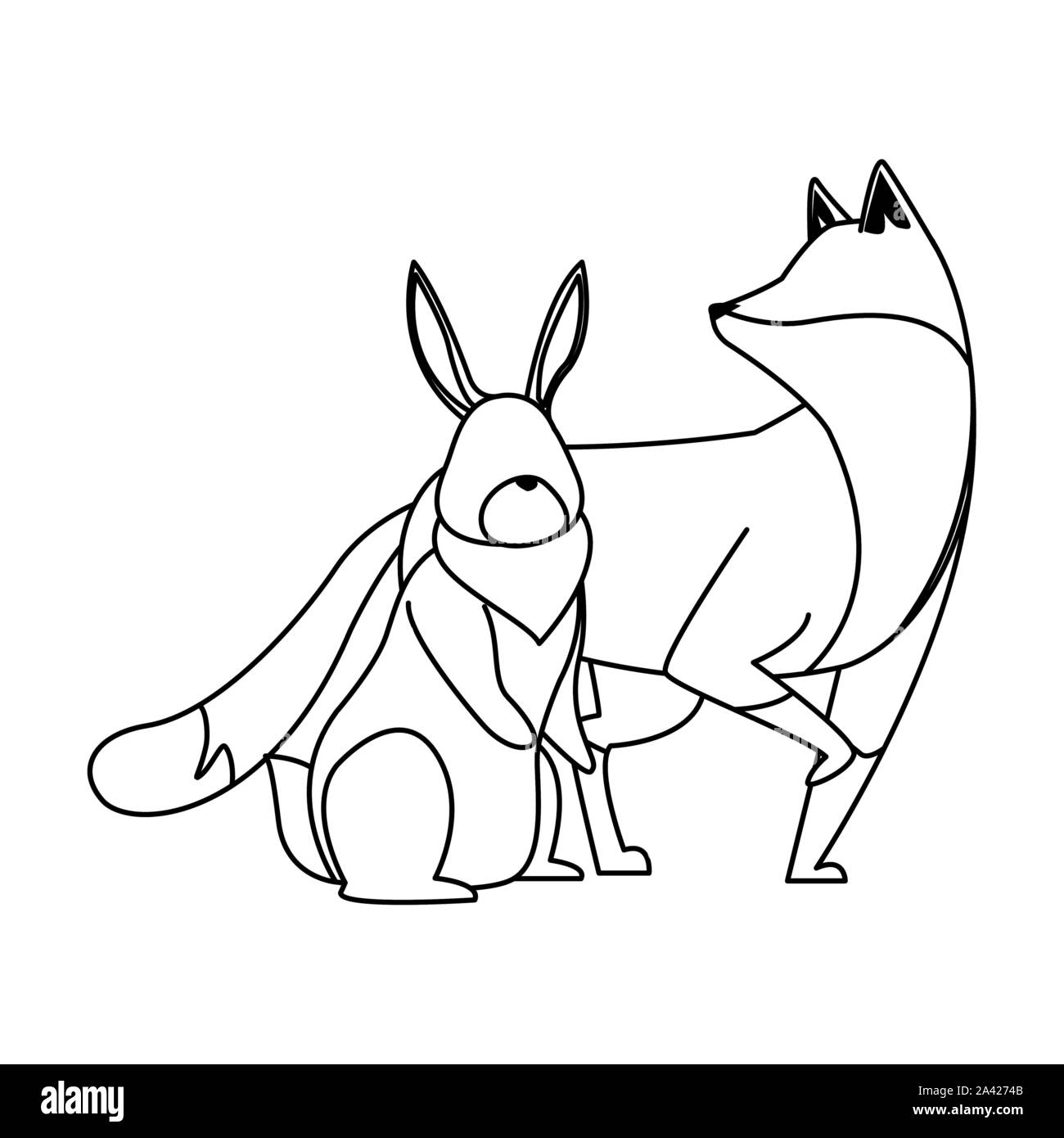 cartoon fox and rabbit, flat design Stock Vector Image & Art - Alamy