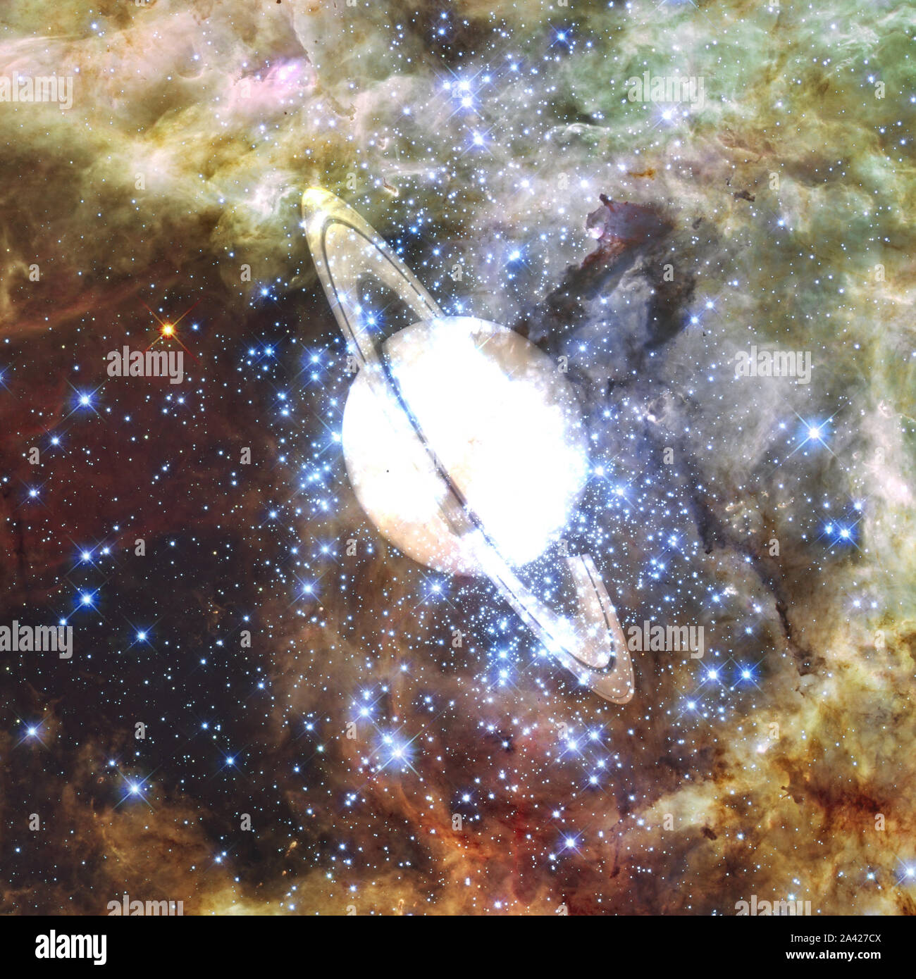 Saturn. Incredibly beautiful planets, galaxies, dark and cold beauty of ...