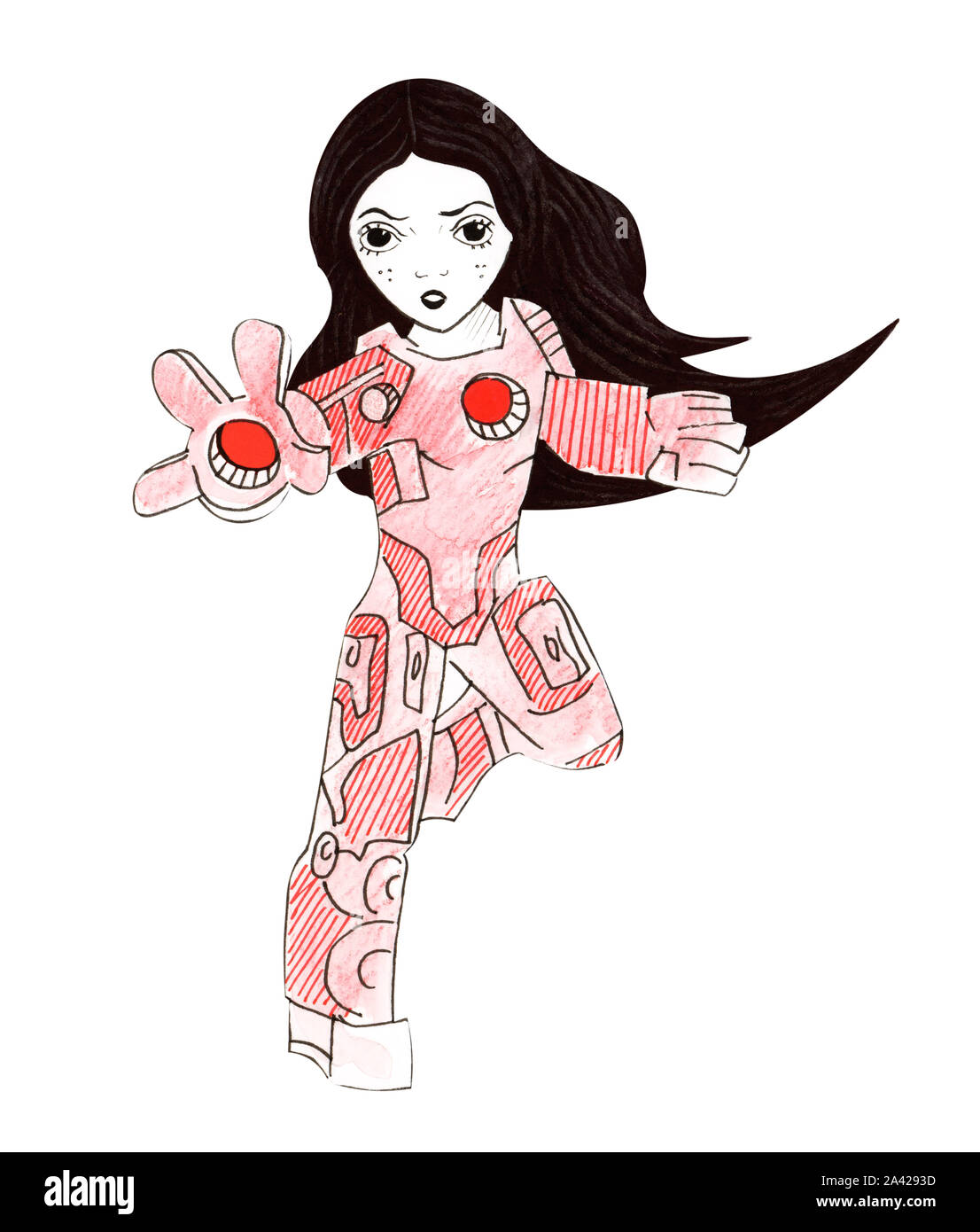 Illustration color drawing watercolor super heroes with accessories and ...