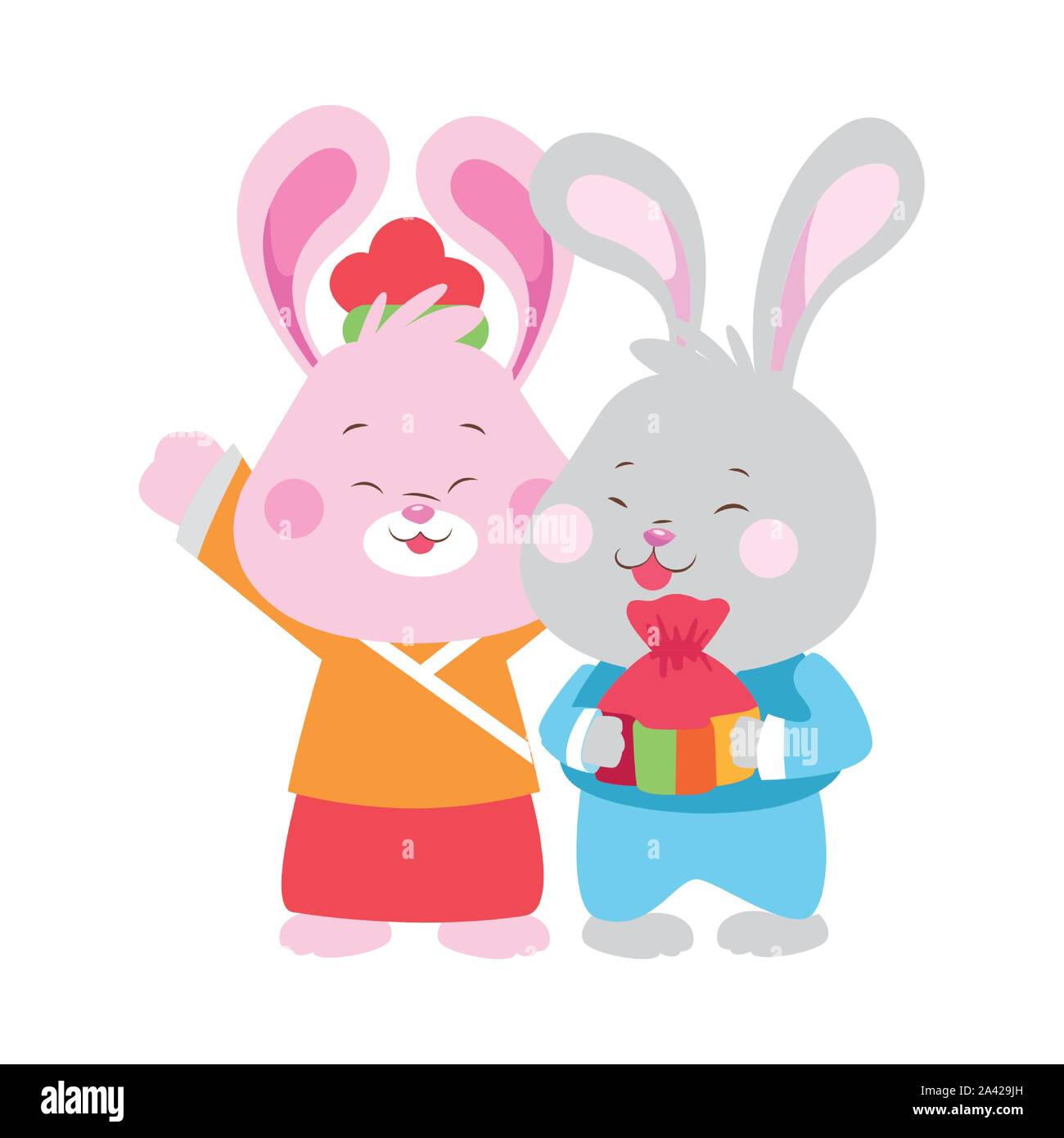 Cartoon Rabbits couple icon, flat design Stock Vector Image & Art - Alamy