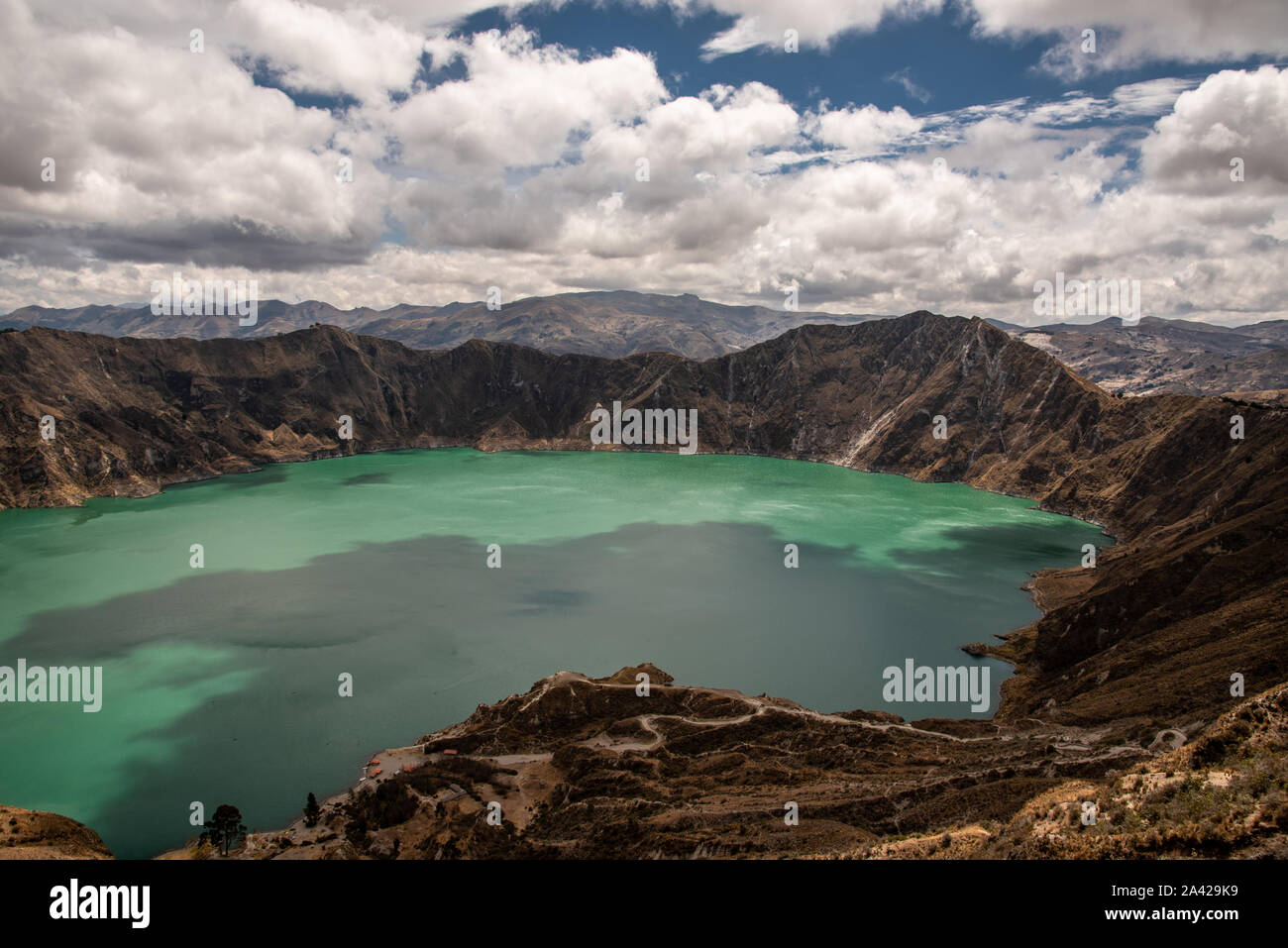 Panorama of the Quilotoa volcano with its water-filled caldera (Ecuador ...