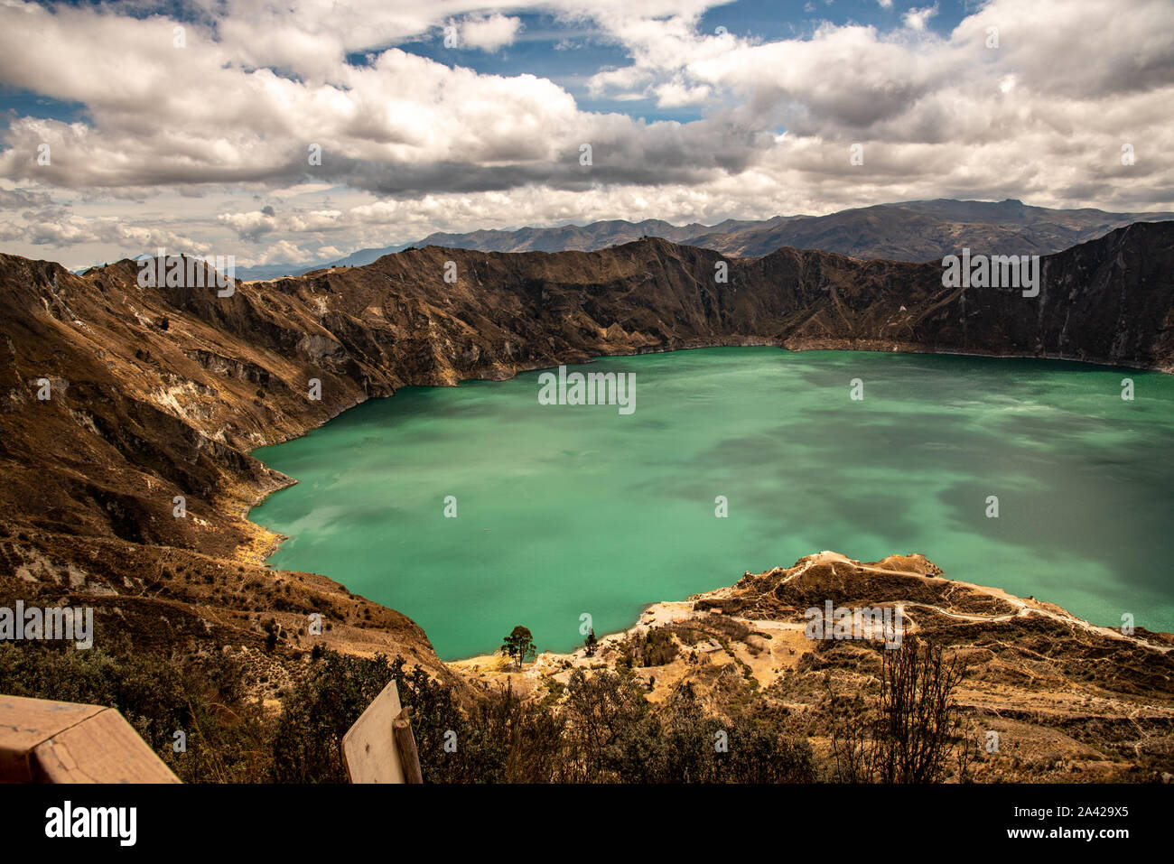 Panorama of the Quilotoa volcano with its water-filled caldera (Ecuador ...