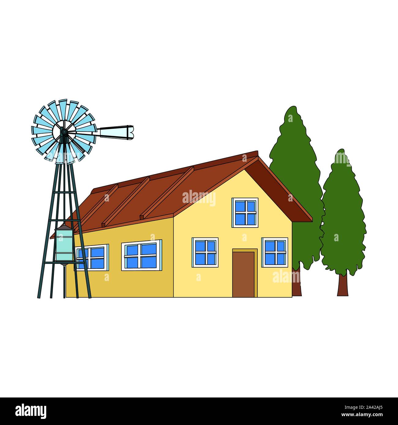 wind water pump and farm house Stock Vector Image & Art - Alamy
