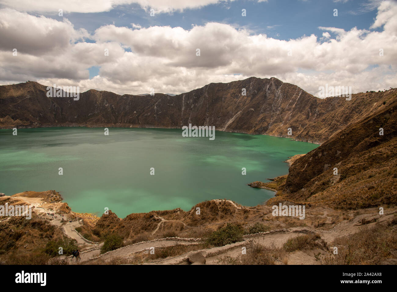 Panorama of the Quilotoa volcano with its water-filled caldera (Ecuador ...
