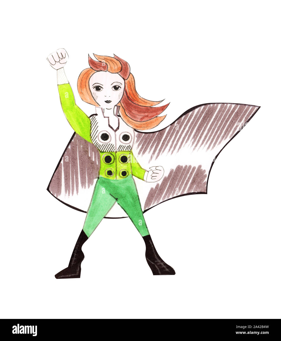 Illustration color drawing watercolor super heroes with accessories and ...