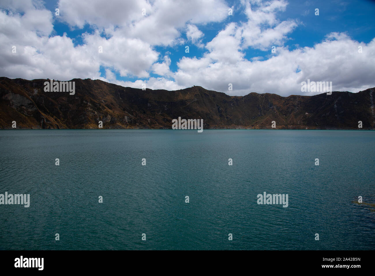 Panorama of the Quilotoa volcano with its water-filled caldera (Ecuador ...