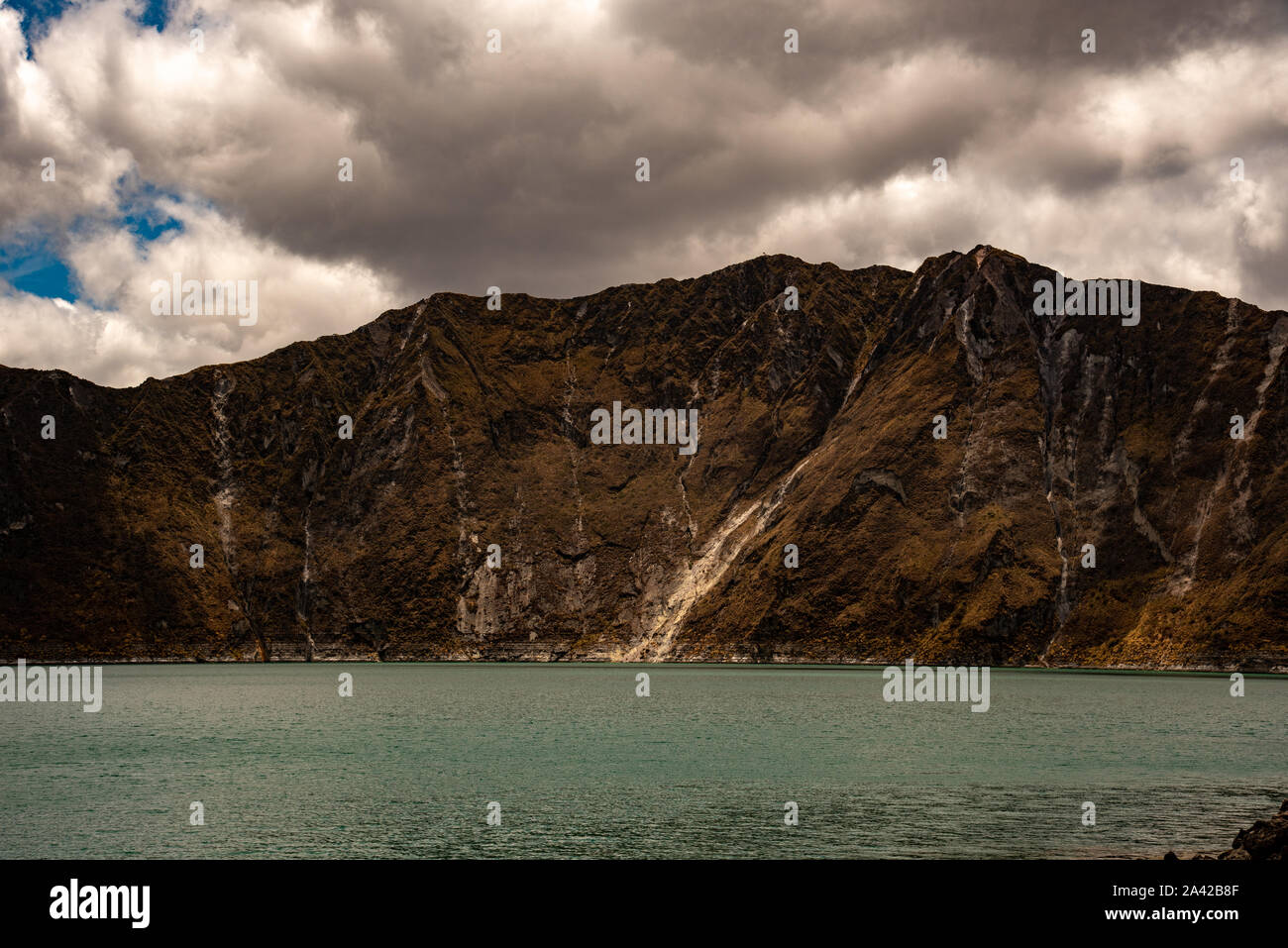 Panorama of the Quilotoa volcano with its water-filled caldera (Ecuador ...