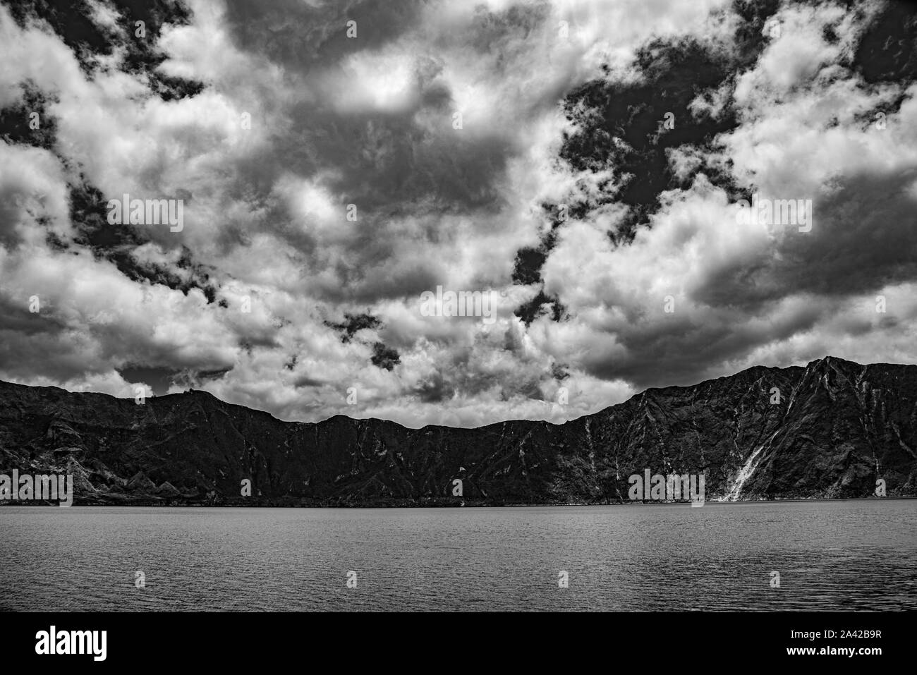 Panorama of the Quilotoa volcano with its water-filled caldera (Ecuador ...