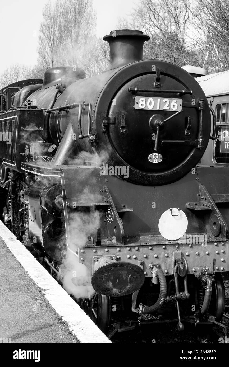 Black and White of British Railway at station Stock Photo - Alamy