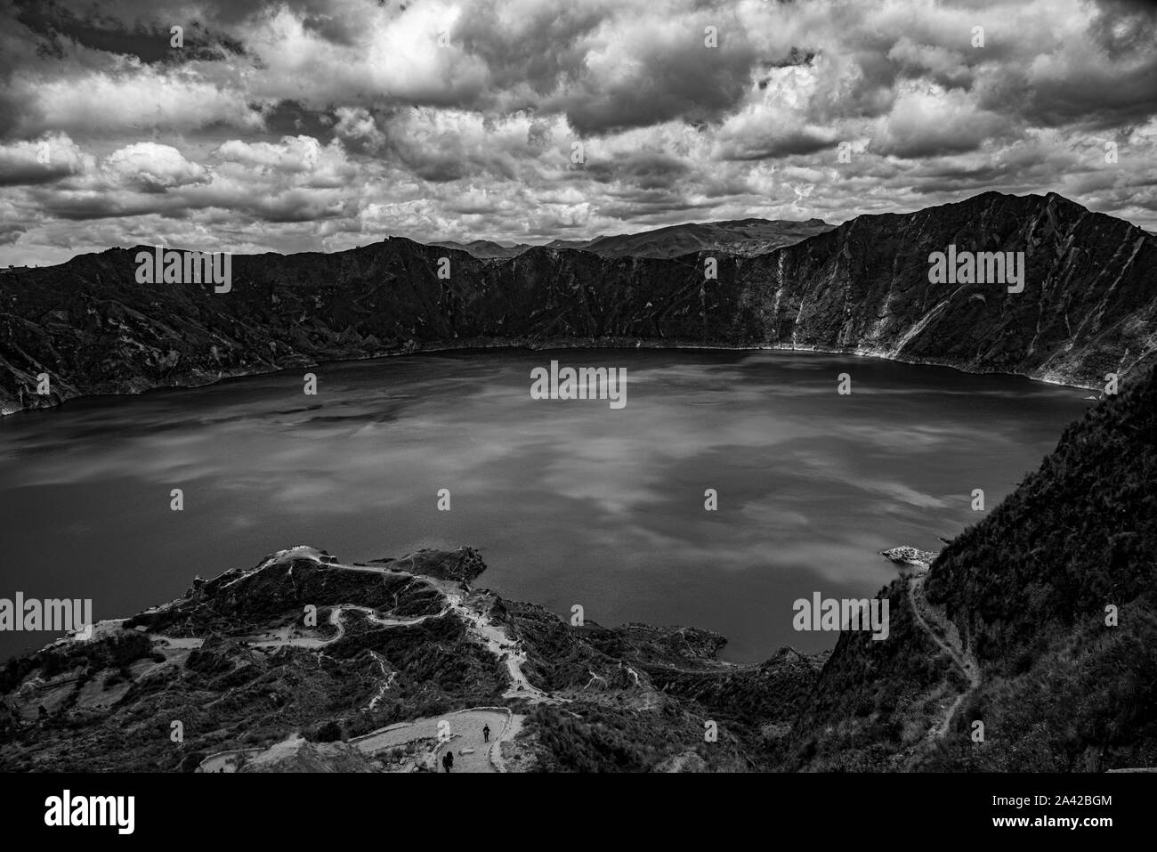 Panorama of the Quilotoa volcano with its water-filled caldera (Ecuador ...