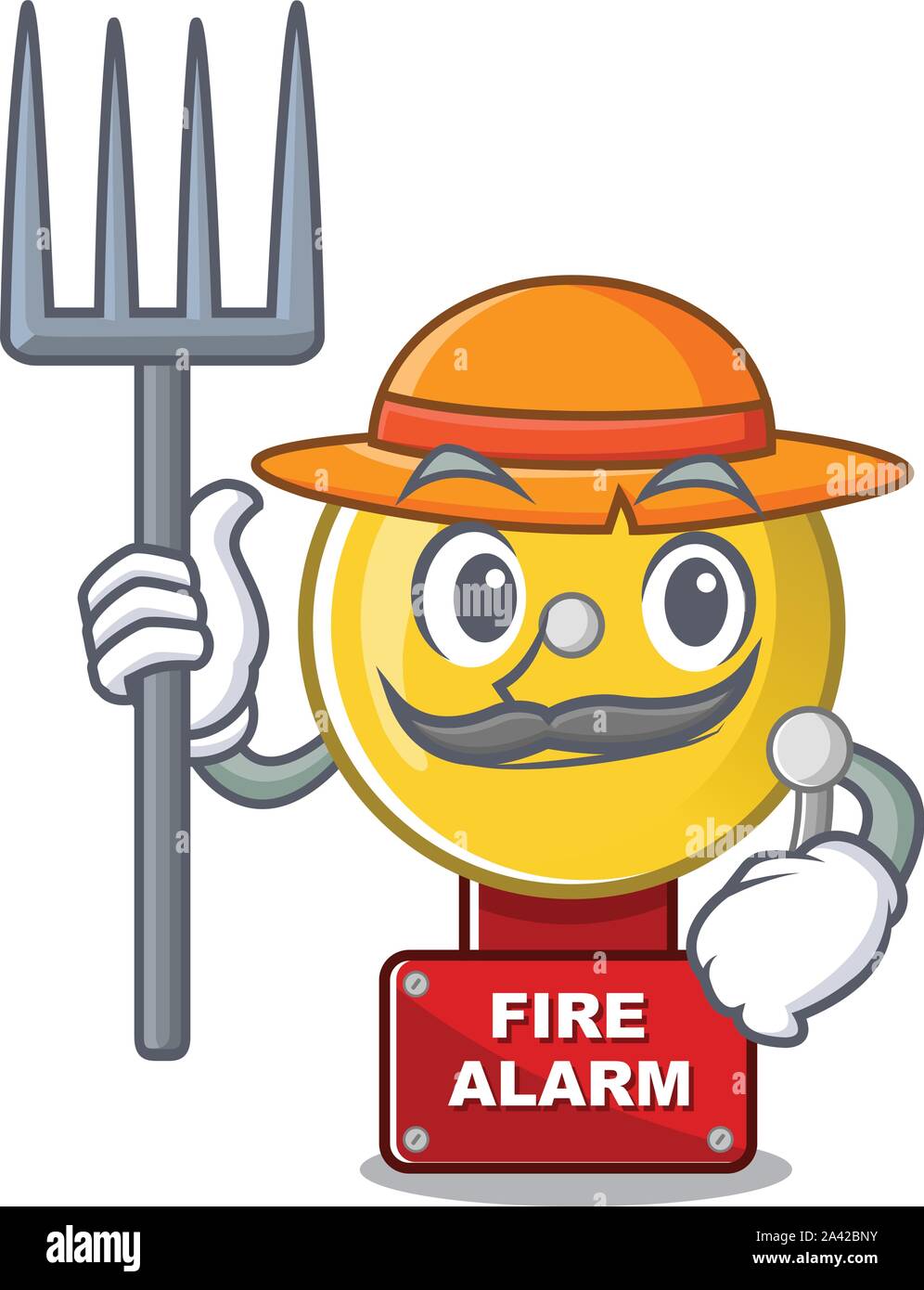 Farmer fire alarm stuck the cartoon wall Stock Vector Image & Art - Alamy