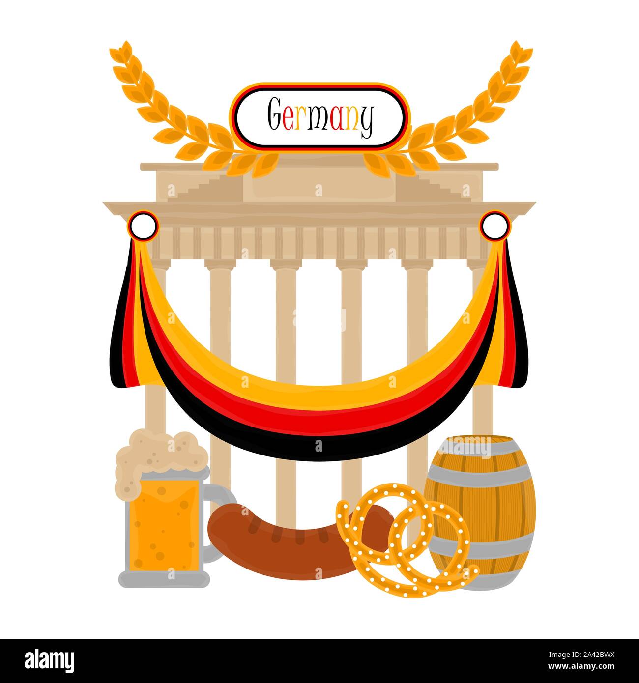 View of traditional german objects with famous buildings. Travel to ...