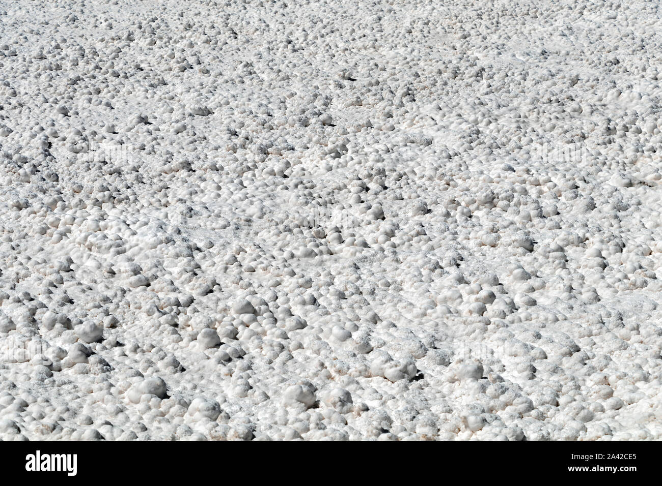Salt crystals on the salty surface of saline desert close up. Natural ...