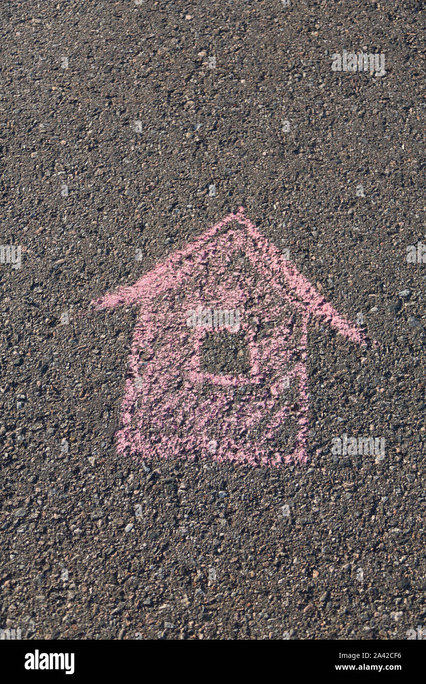 Chalk drawing or text in a asphalt Stock Photo - Alamy