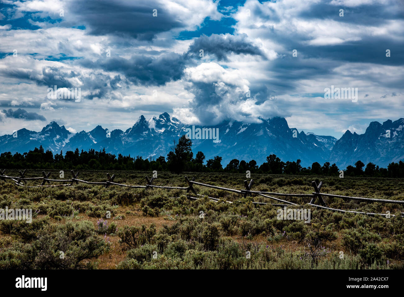 Peaks of the Grand Teton range at the Grand Teton national park in ...