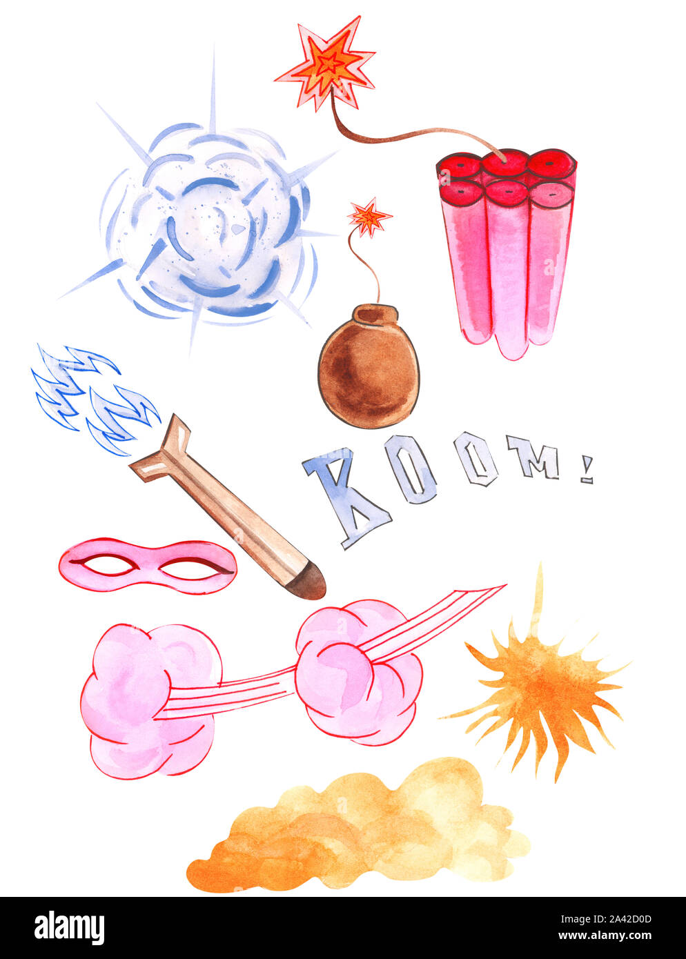 Illustration color drawing watercolor super heroes with accessories and ...