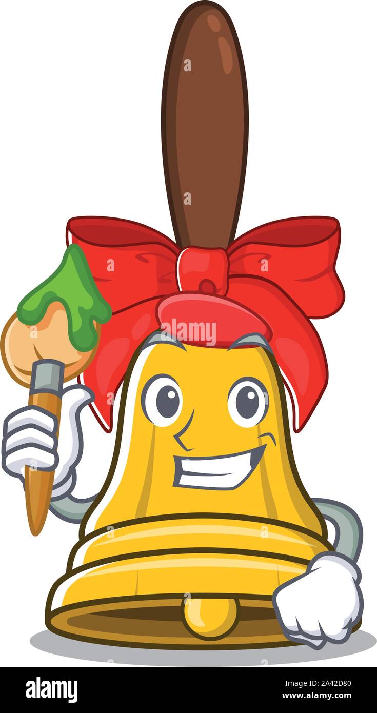 Artist christmas bells hung on cartoon christmas trees Stock Vector ...