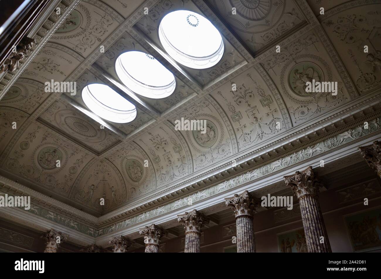 The Marble Hall, Kedleston Hall, Kedleston, Derbyshire, UK Stock Photo ...