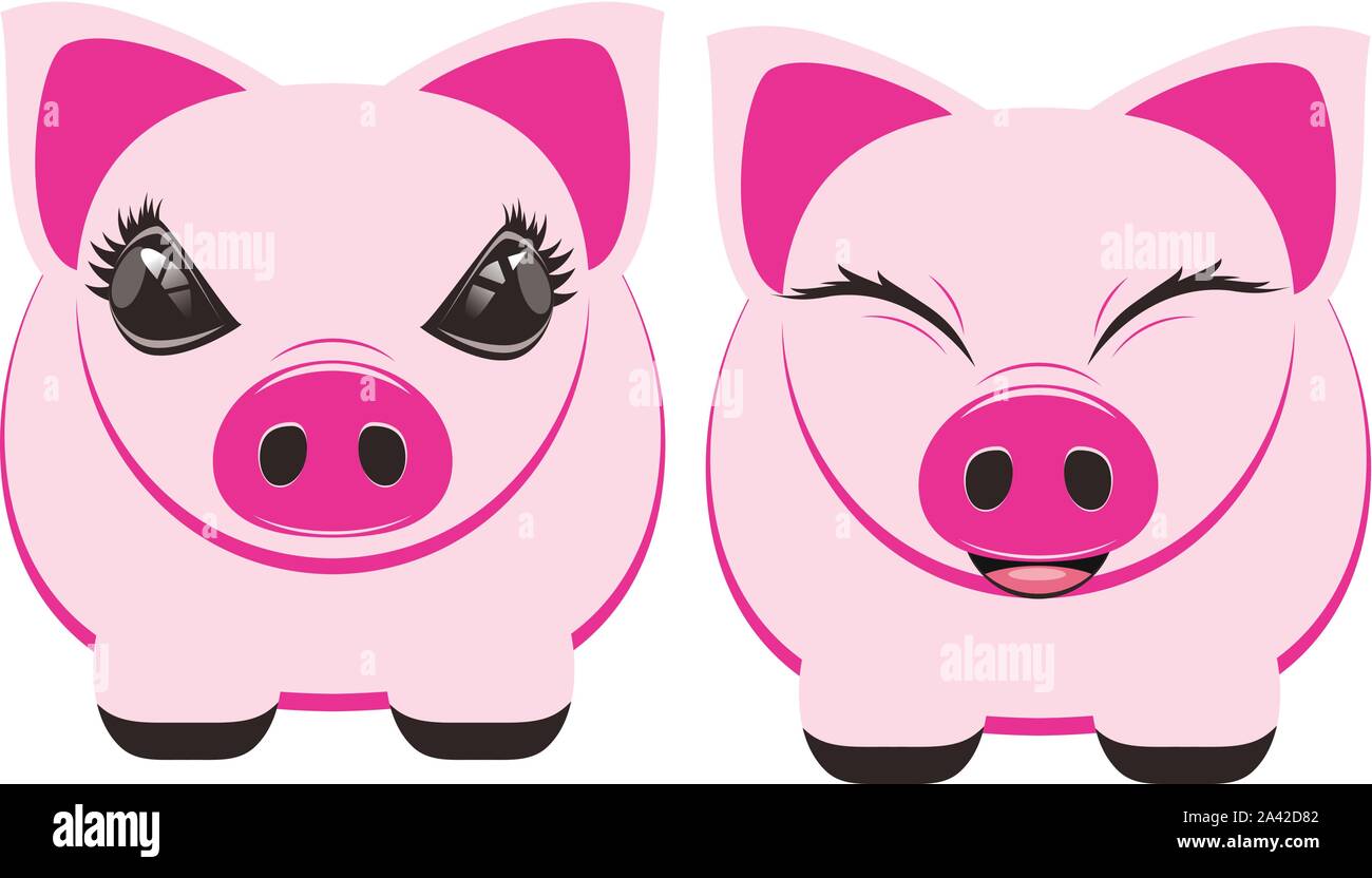 Cute cartoon pig, stylized character design illustration Stock Vector ...