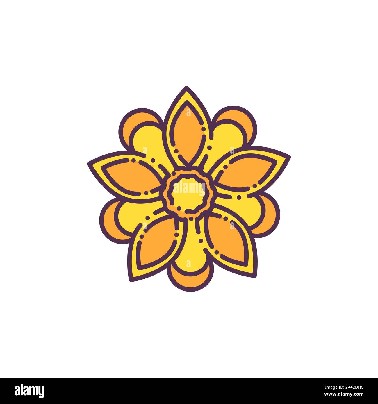 yellow flower icon design, floral nature plant ornament garden ...