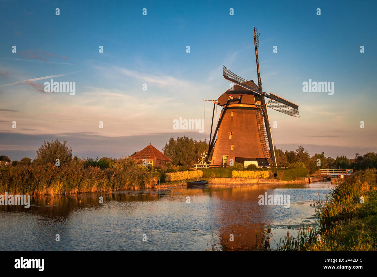 Traditional dutch windmill in autumn. Landscape photo with architecture ...