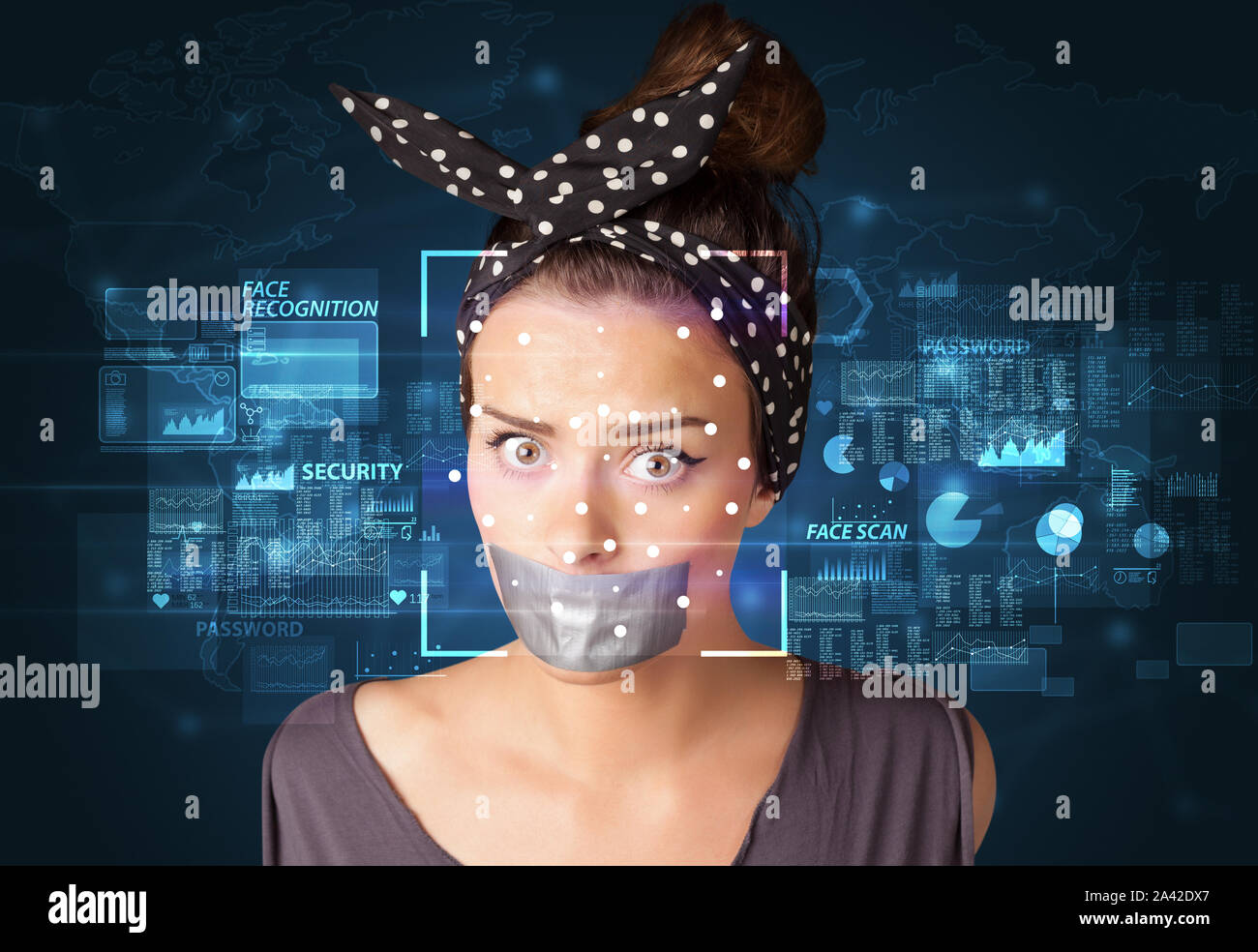 Digital Face Recognition System concept Stock Photo - Alamy