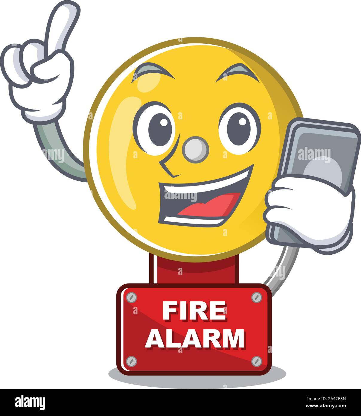 With phone fire alarm stuck the cartoon wall Stock Vector Image & Art ...