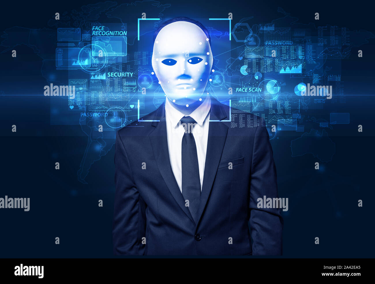 Biometric verification. Face recognition with several points Stock ...