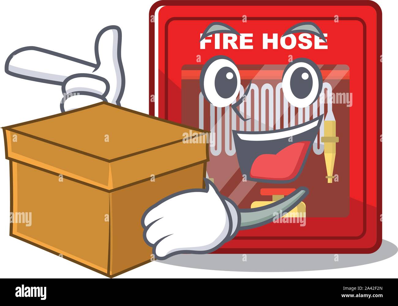 With box fire hose cabinet isolated with character Stock Vector Image ...