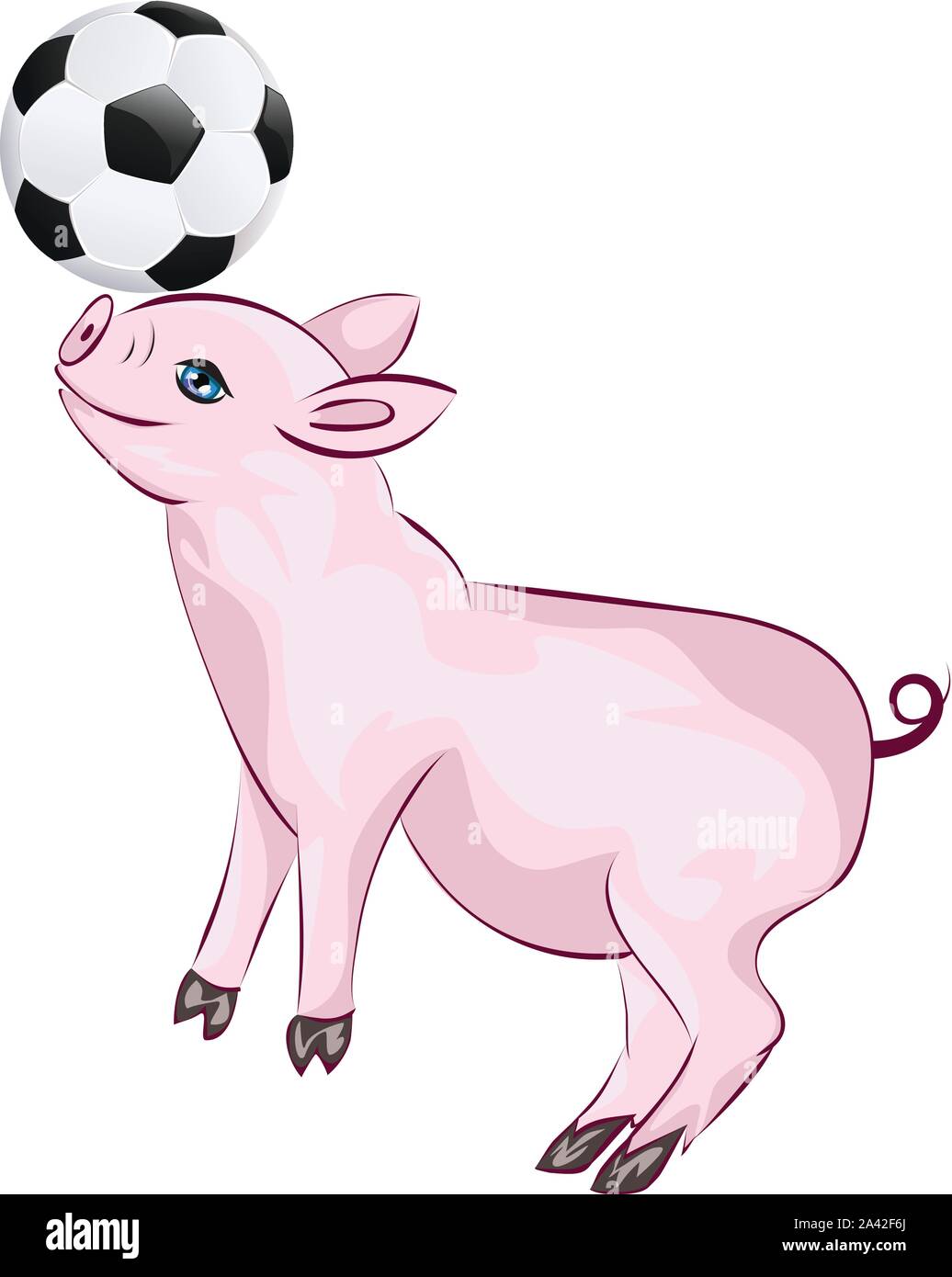 Cartoon cute and cheerful piglet with soccer ball illustration Stock ...